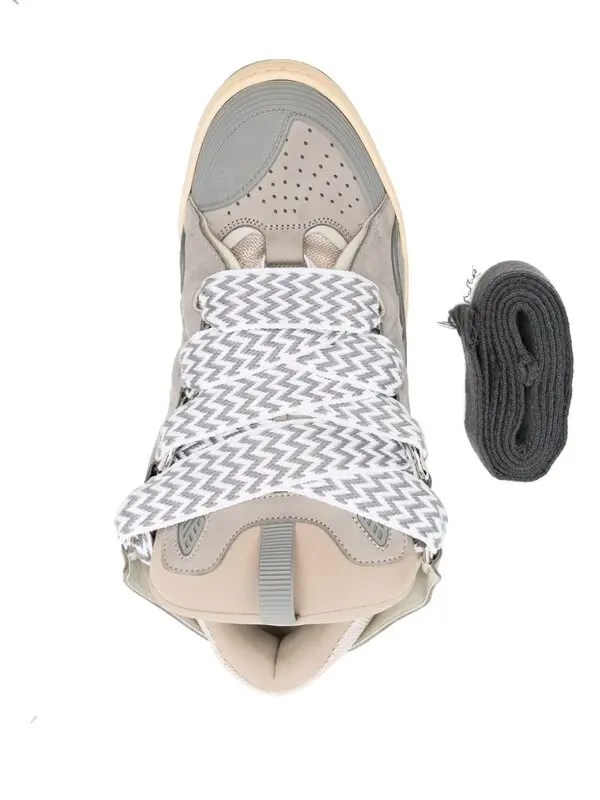 LANVIN Curb Leather Sneakers - Grey