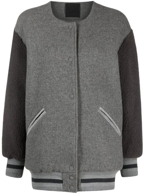 Givenchy Wool Bomber Jacket With Logo Appliqu - Grey