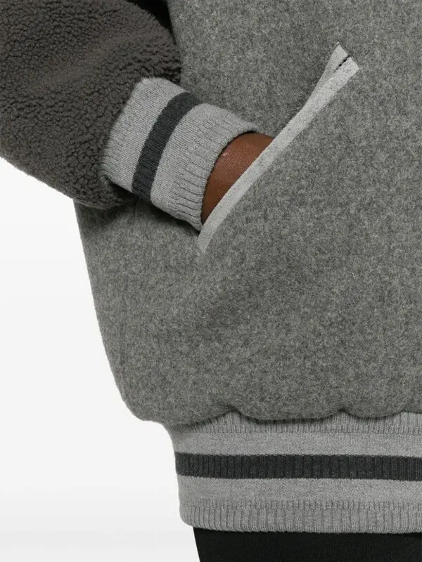 Givenchy Wool Bomber Jacket With Logo Appliqu - Grey