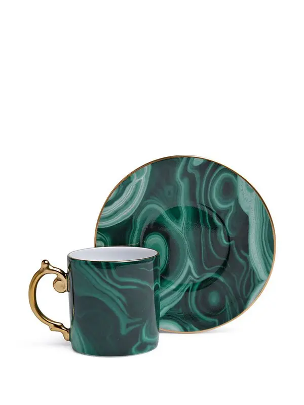 L'Objet Malachite Espresso & Saucer Set - Green