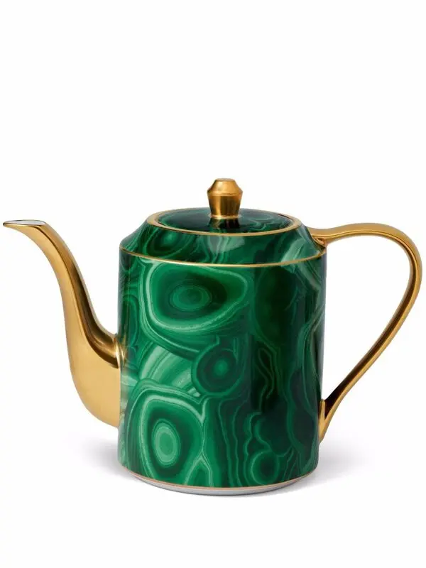 L'Objet Malachite Porcelain Teapot - Green