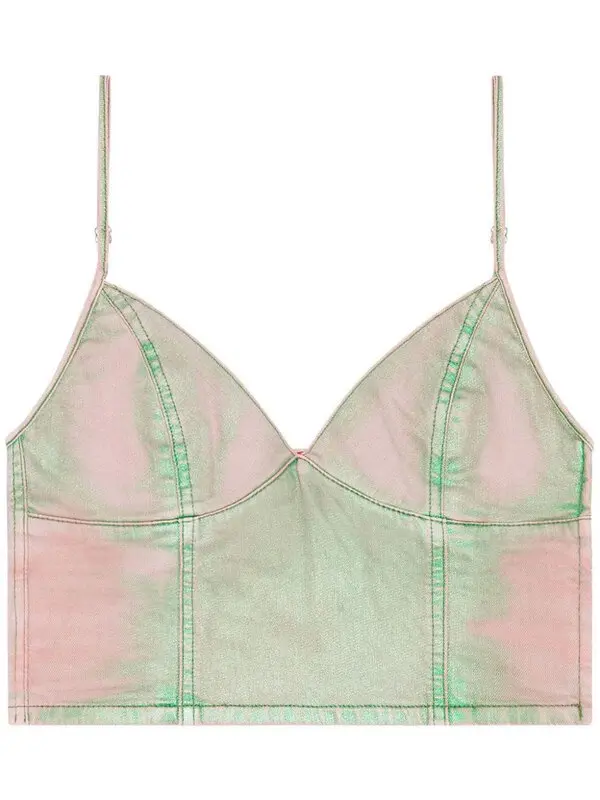DIESEL® De-fulvy-s Denim Cropped Top - Green