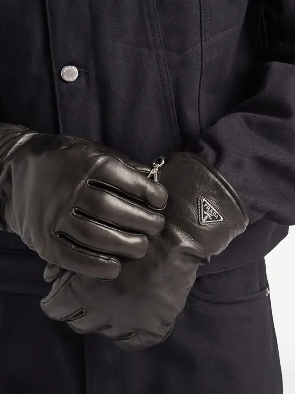 Prada Triangle-logo Leather Gloves