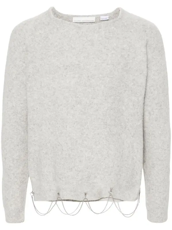 Random Identities Crystal-embellished Wool-blend Jumper - Grey