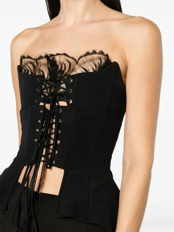 MANURI Corset-style Panelled-lace Top