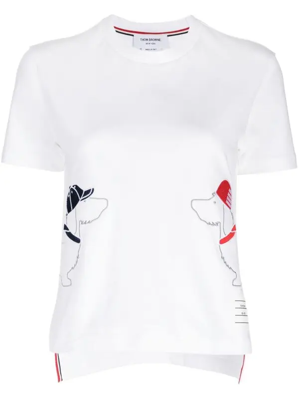 Thom Browne Dog-embroidered T-shirt - White