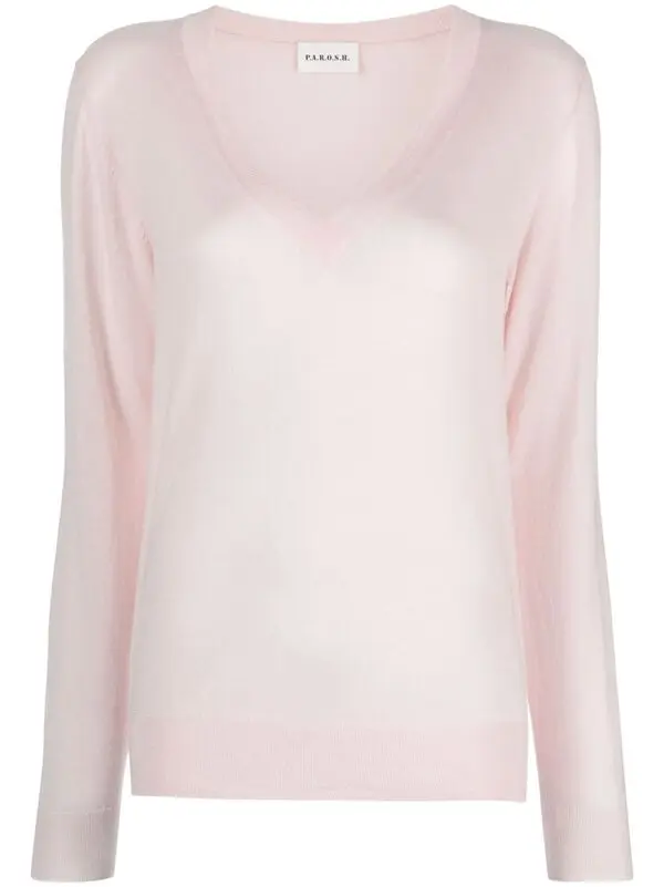 P.a.r.o.s.h Fine-knit V-neck Top - Pink
