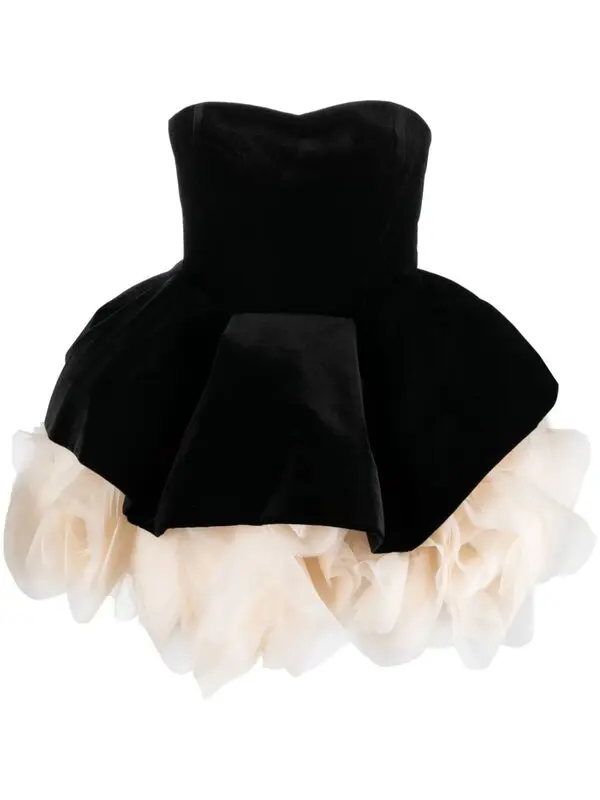 ANA RADU Petal-layer Velvet Mini Dress