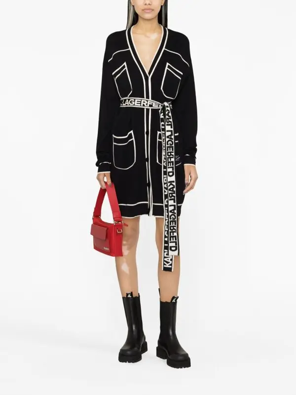 Karl Lagerfeld Logo-print Belted Cardigan
