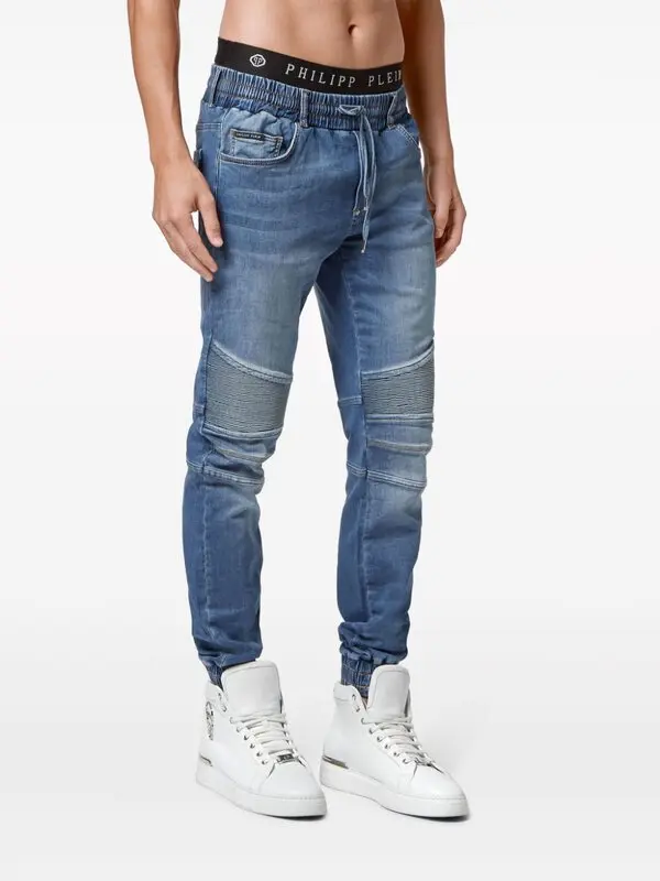Philipp Plein Ribbed-detail Slim-cut Jeans