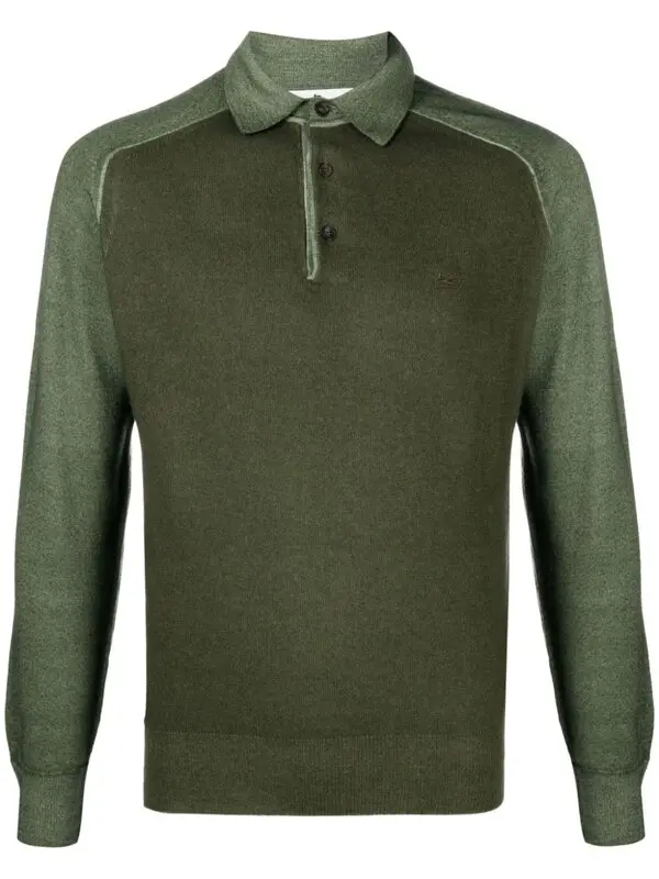 Etro Logo-embroidered Knitted Polo Shirt - Green