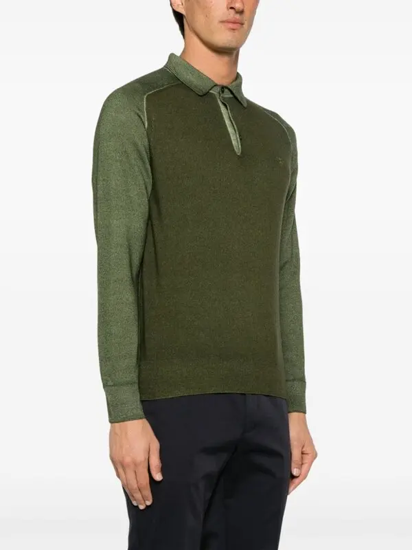 Etro Logo-embroidered Knitted Polo Shirt - Green