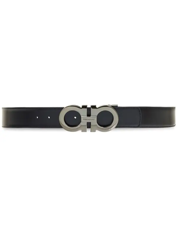 FERRAGAMO Gancini Reversible Leather Belt - Blue