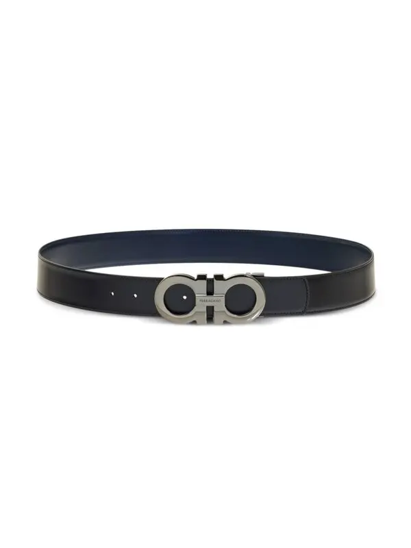 FERRAGAMO Gancini Reversible Leather Belt - Blue