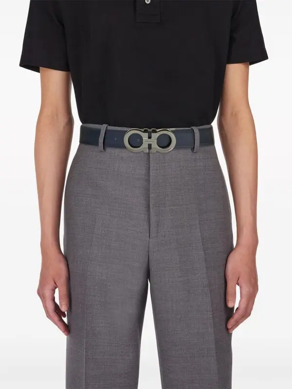 FERRAGAMO Gancini Reversible Leather Belt - Blue