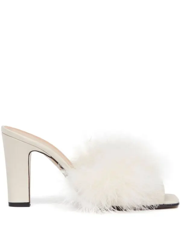 MAISON MARGIELA 90mm Feather Satin Sandals - White