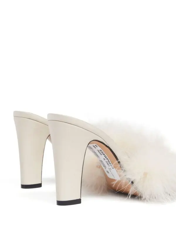 MAISON MARGIELA 90mm Feather Satin Sandals - White