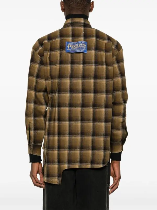 MAISON MARGIELA X Pendleton Asymmetric Plaid Wool Shirt