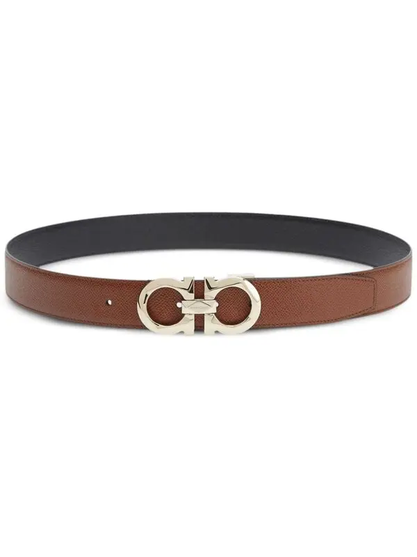 FERRAGAMO Gancini Reversible Leather Belt - Black