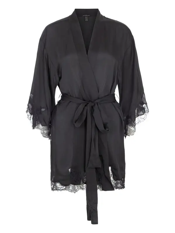 Kiki De Montparnasse Belted Silk Robe - Black