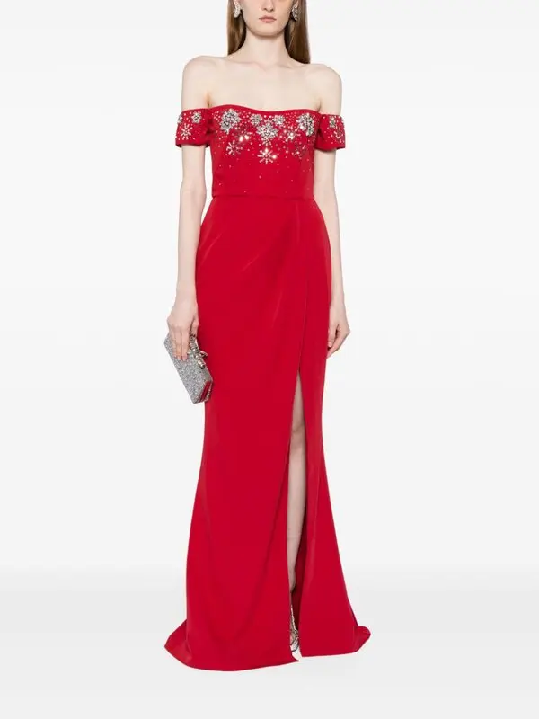 Marchesa Off-shoulder Embellished Gown
