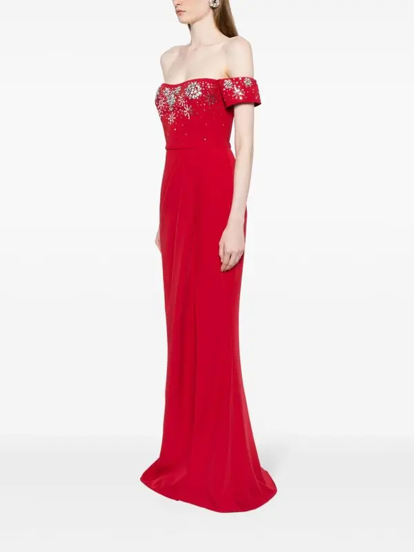 Marchesa Off-shoulder Embellished Gown