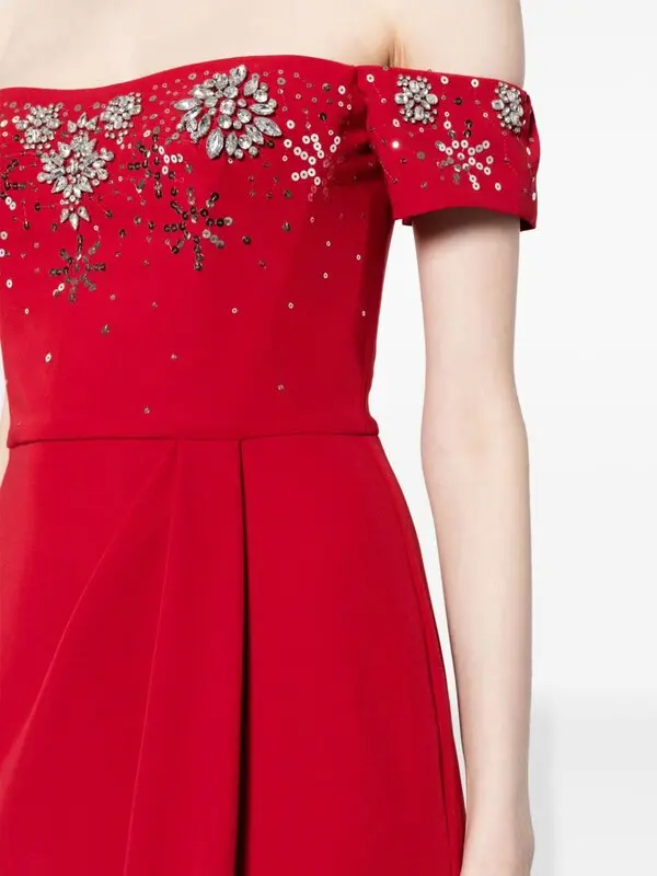 Marchesa Off-shoulder Embellished Gown
