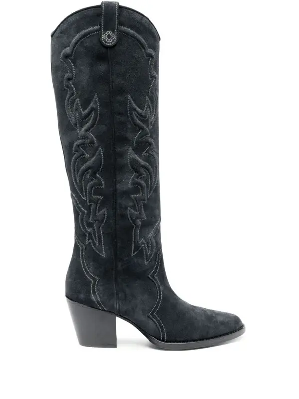 Maje 65mm Knee-high Suede Cowboy Boots
