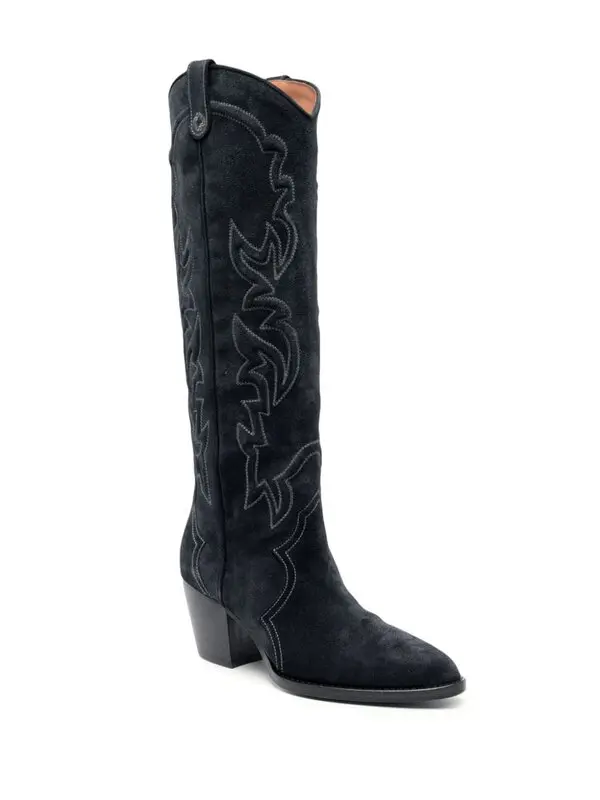 Maje 65mm Knee-high Suede Cowboy Boots