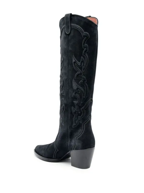 Maje 65mm Knee-high Suede Cowboy Boots