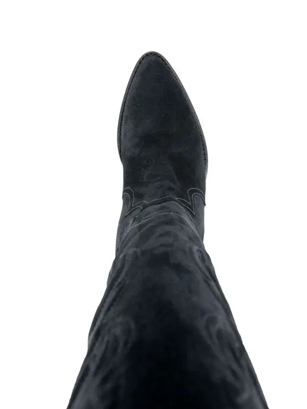 Maje 65mm Knee-high Suede Cowboy Boots