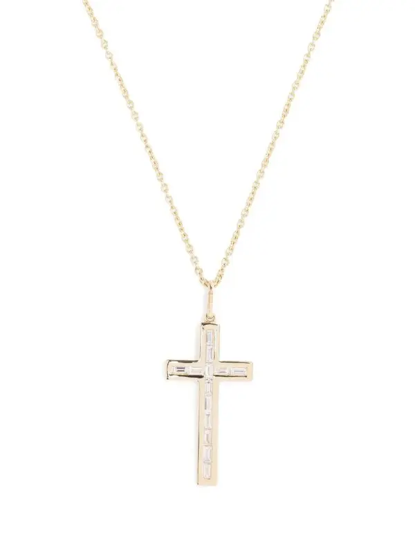SYDNEY EVAN 14kt Yellow Diamond Cross Pendant Necklace - Gold