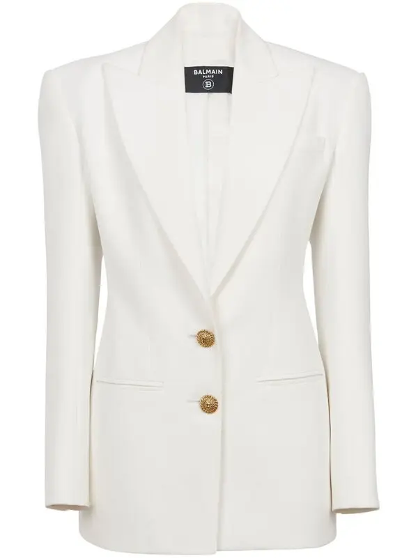 Balmain 2-Button Crepe Jacket Blazer Ivory Size Viscose, Elastane