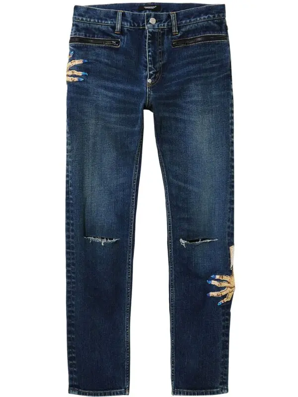 UNDERCOVERISM Motif-embroidered Straight-leg Jeans - Blue