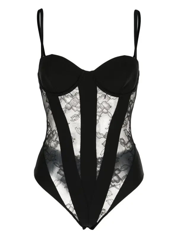FLEUR DU MAL Cupped Lace Bodysuit