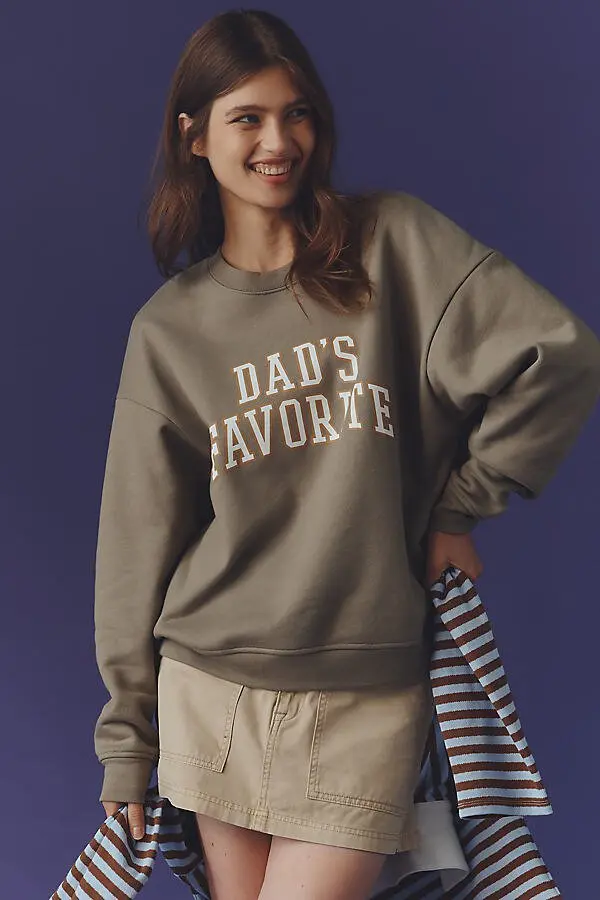 FAVORITE DAUGHTER Dad's Favorite Pullover Sweatshirt - Olive / Ivory