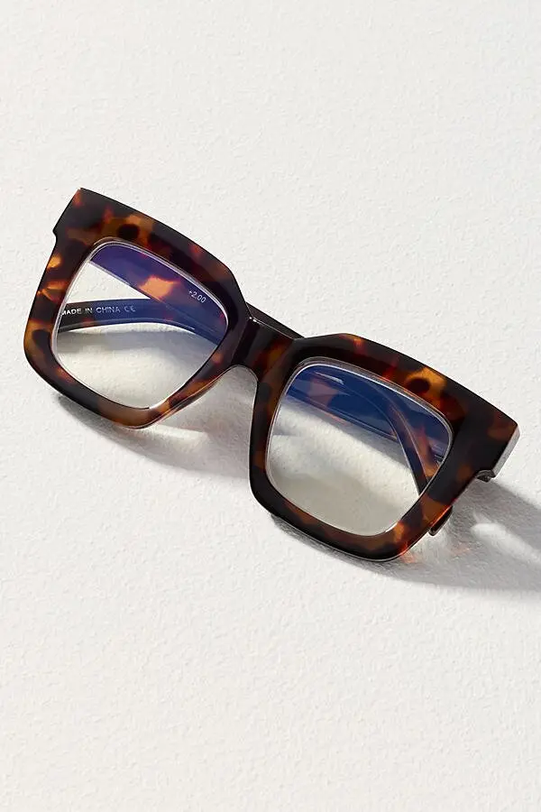 Anthropologie Chunky Cara Light Readers - Cheetah