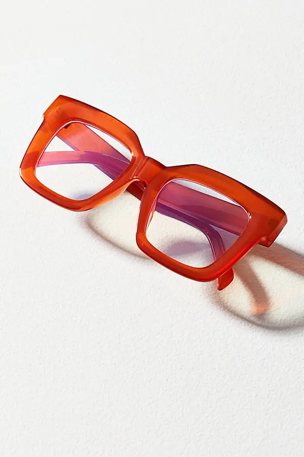 Anthropologie Chunky Cara Translucent Light Readers - Rust