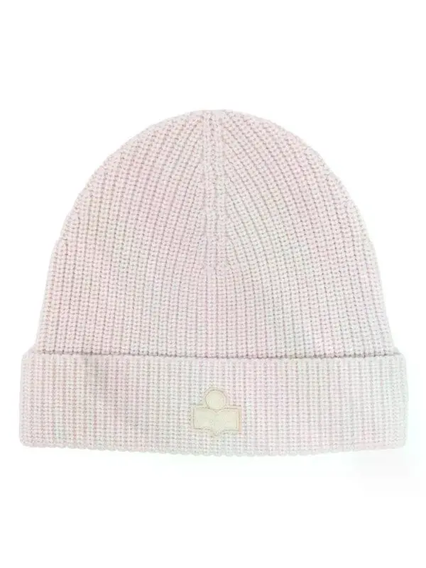 Isabel Marant Logo-appliqué Ribbed-knit Beanie - Neutrals