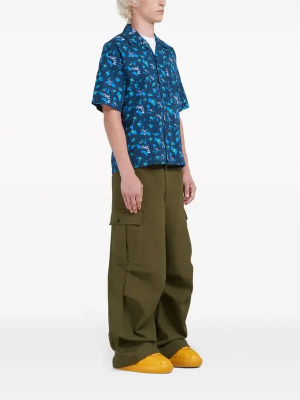 Marni Graphic-print Cotton Shirt - Blue
