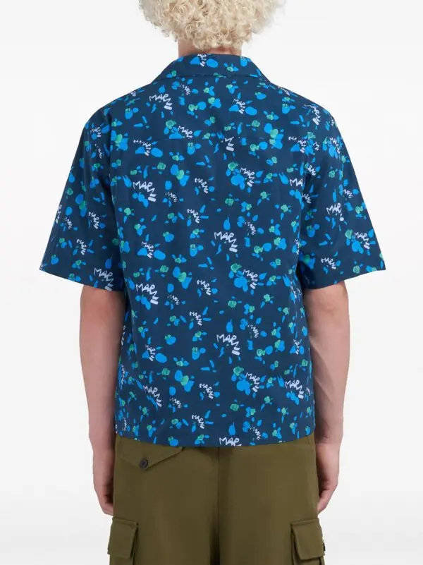 Marni Graphic-print Cotton Shirt - Blue