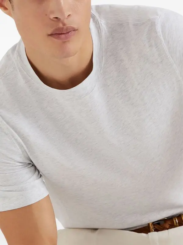 Brunello Cucinelli Mélange-effect Cotton-blend T-shirt - Grey