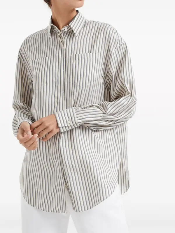 Brunello Cucinelli Stripe-print Silk Shirt