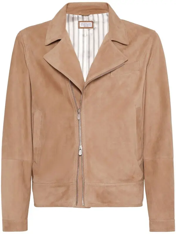 Brunello Cucinelli Suede Biker Jacket