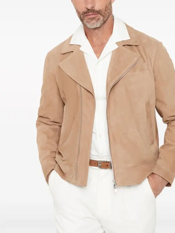 Brunello Cucinelli Suede Biker Jacket