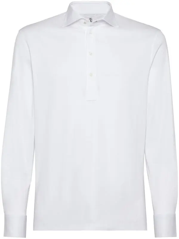 Brunello Cucinelli Shirt-sleeved Cotton-blend Polo Shirt - White