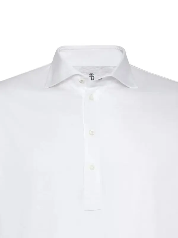 Brunello Cucinelli Cotton Jersey Long Sleeve Polo With Shirt-style Collar