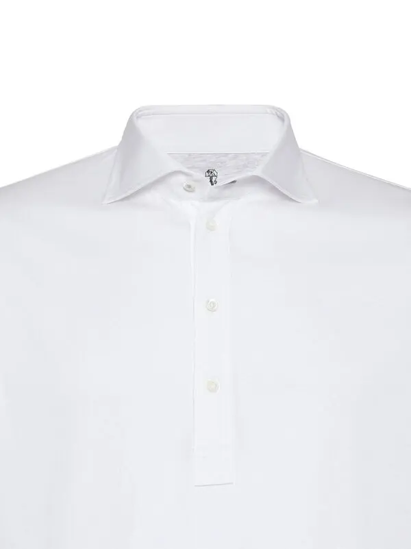 Brunello Cucinelli Shirt-sleeved Cotton-blend Polo Shirt - White