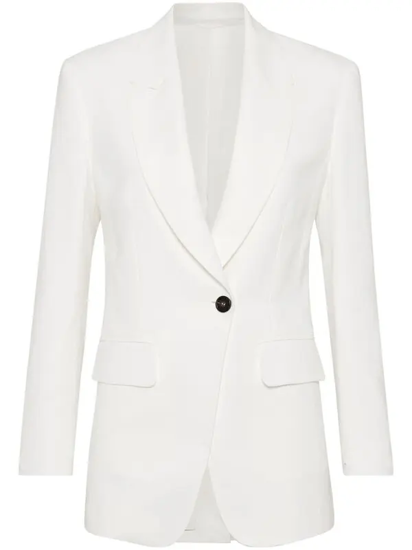 Brunello Cucinelli Peak-lapels Single-breasted Blazer - White