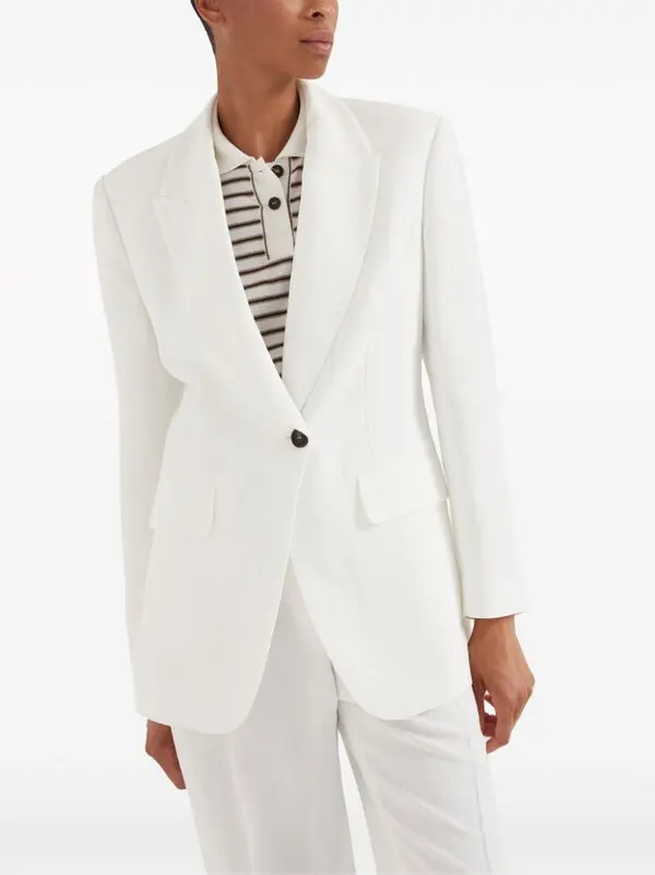 Brunello Cucinelli Peak-lapels Single-breasted Blazer - White